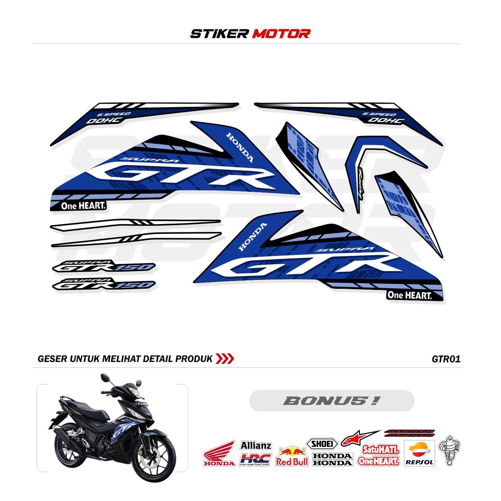 Jual GTR01 STRIPING STICKER HONDA SUPRA GTR 150 RS150R WINNER V1 ...