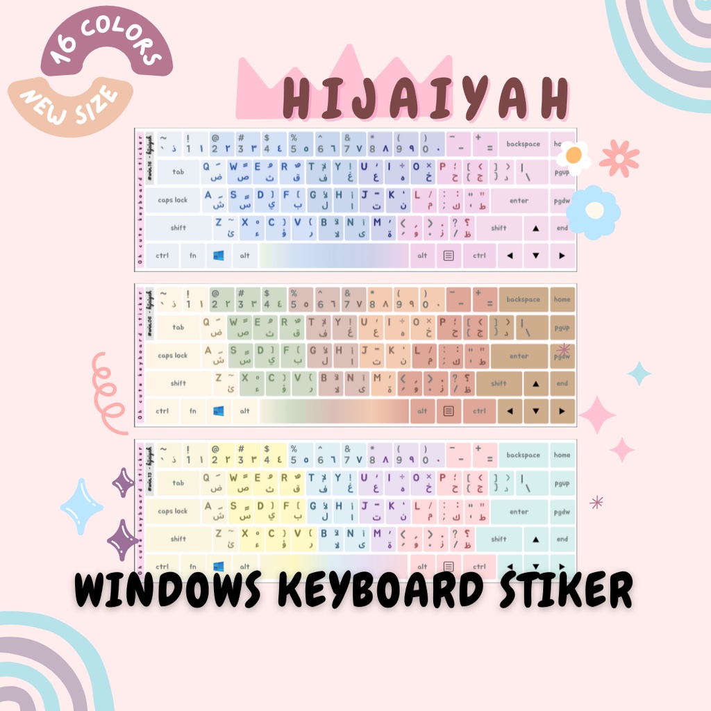 Jual Arabic Hijaiyah Keyboard Sticker for Windows Aesthetic Color Vinyl ...