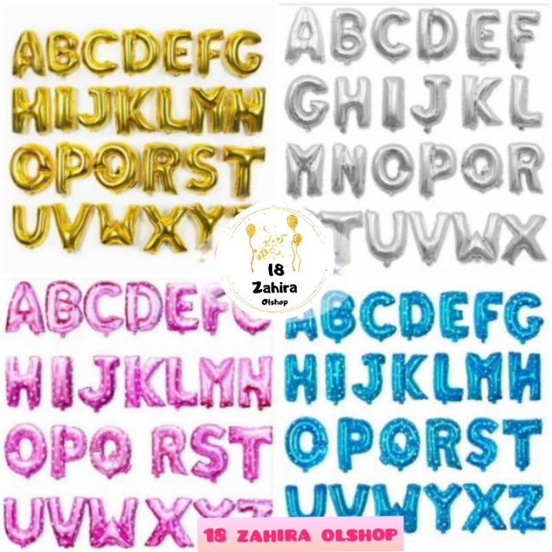 Jual Balon foil huruf dan angka ( pink biru silver gold ) | Shopee ...