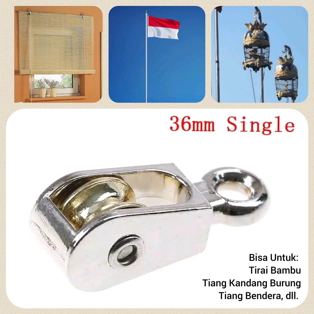 Jual Katrol Single Pulley 36mm Kuat Kerekan Alur Tunggal Mini Wheel ...