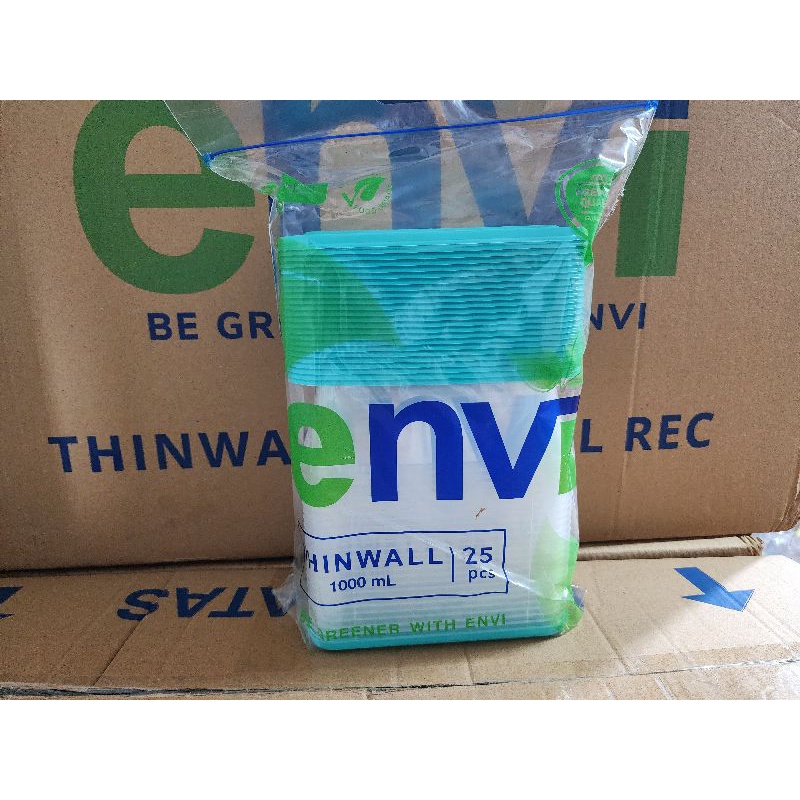 Jual Thinwall 1000 ml Rectangle + Tutup Warna Dove Merek ENVI PREMIUM ...