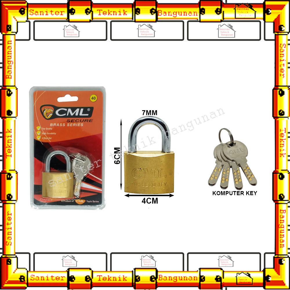 Jual Gembok Kuningan Komputer Key Leher Pendek Ukuran 40 50 60MM ...