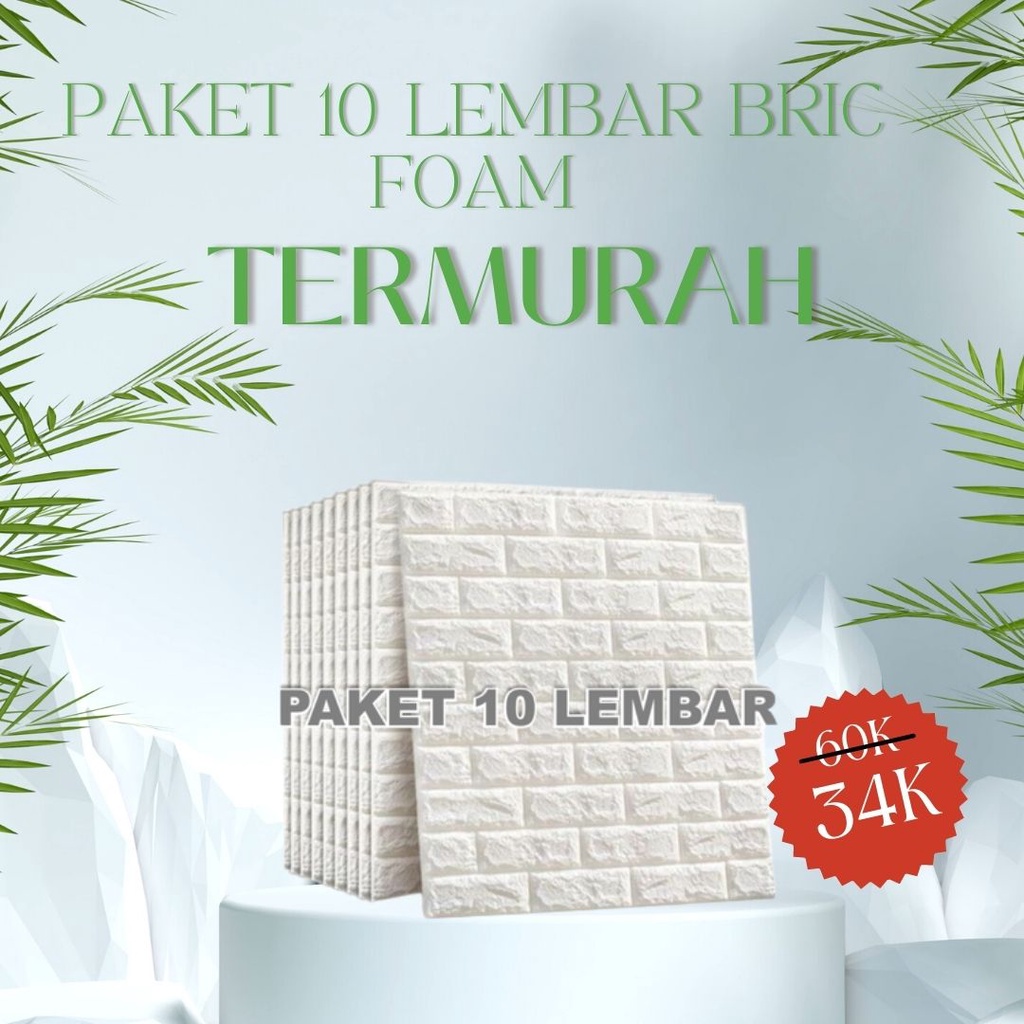 Jual PAKET 10PCS Wallpaper Dinding 3D Wallpaper Bata Putih Brickfoam ...