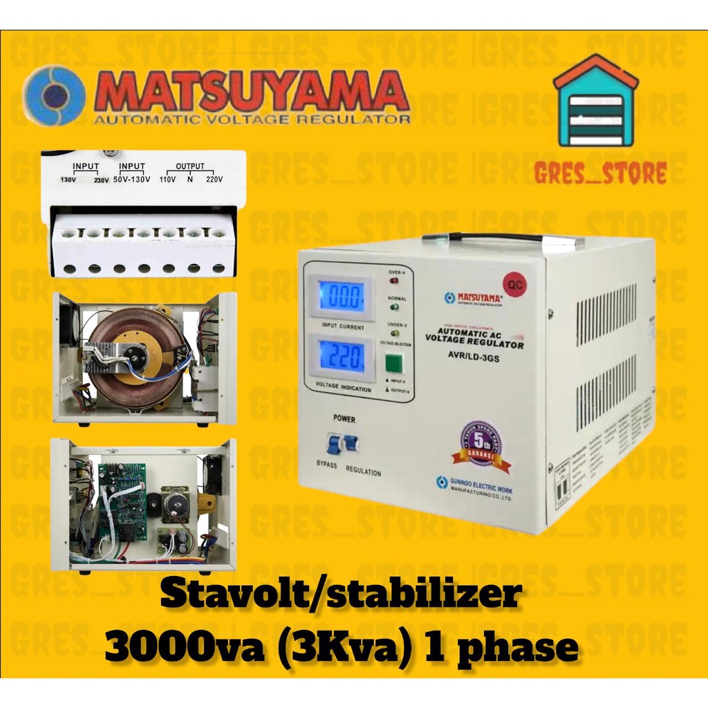 Jual MATSUYAMA Stabilizer 3 KVA - LD 140V 1P 3000 VA AVR STAVOL stavolt matsuyama 3000va 3kva ...