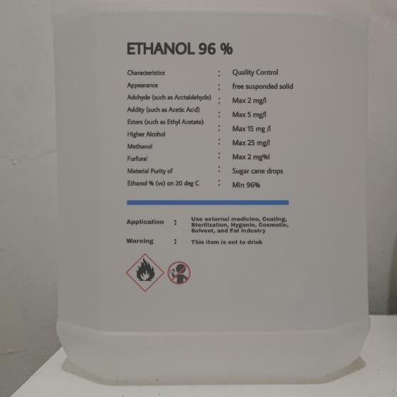 Jual Ready Alkohol / etanol ethanol teknis 5 liter 96 Dan 70 persen ...
