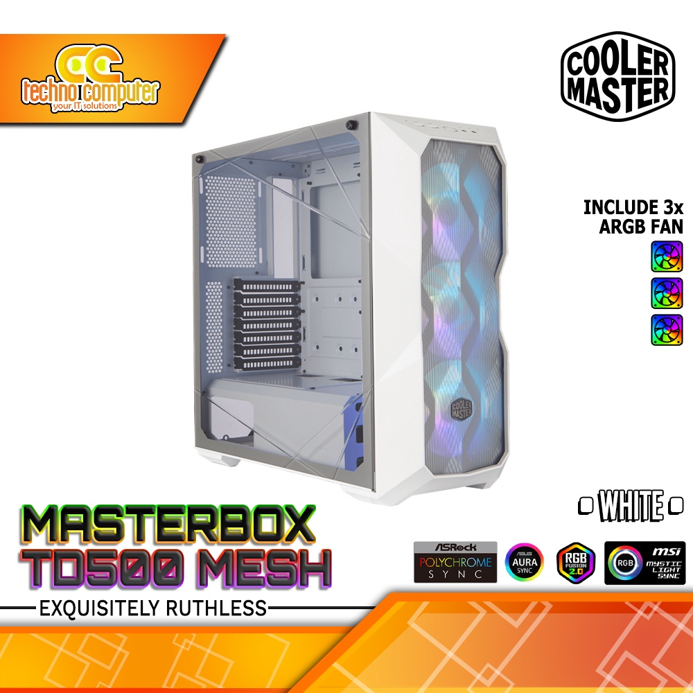 Jual CASING COOLERMASTER MASTERBOX TD500 MESH White - ATX Case With ...