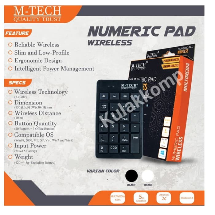 Jual KEYBOARD NUMERIC WIRELESS MTECH/ NUMERIC KEYBOARD WIRELESS JT ...