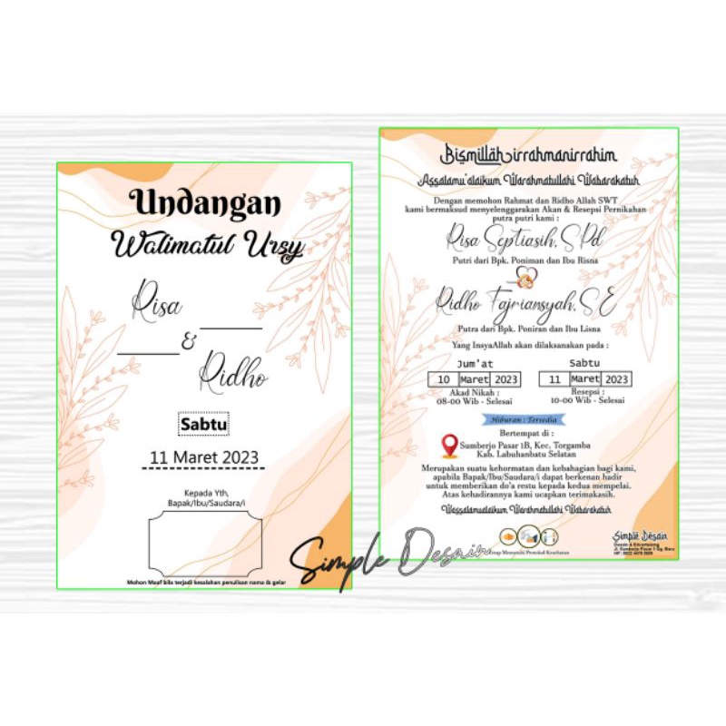 Jual Undangan Pernikahan Murah 1 Lembar Timbal Balik | Shopee Indonesia