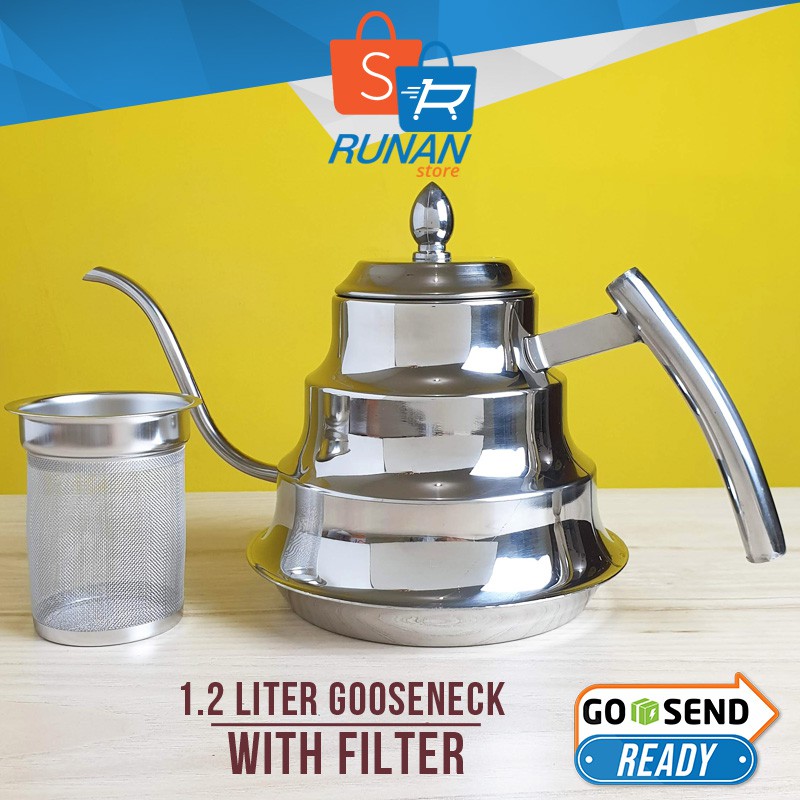 Jual Teko Leher Angsa Saringan Gooseneck Kettle Besar 1.2 L V60 Pour ...