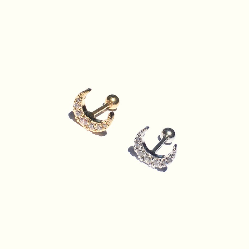 Jual moon ball-end earrings in GOLD & SILVER colour (H6) / anting ...