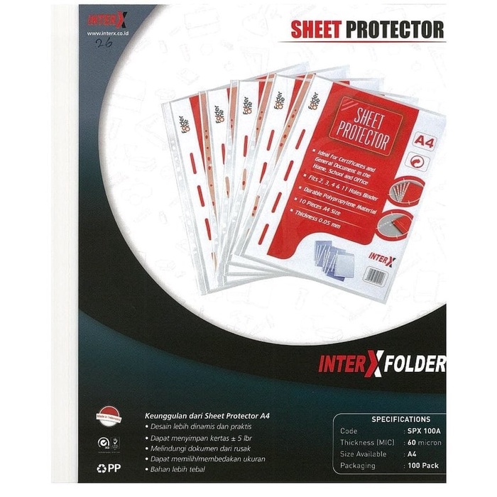 Jual sheet A4 pp pocket / sheet protector A4 Inter X | Shopee Indonesia