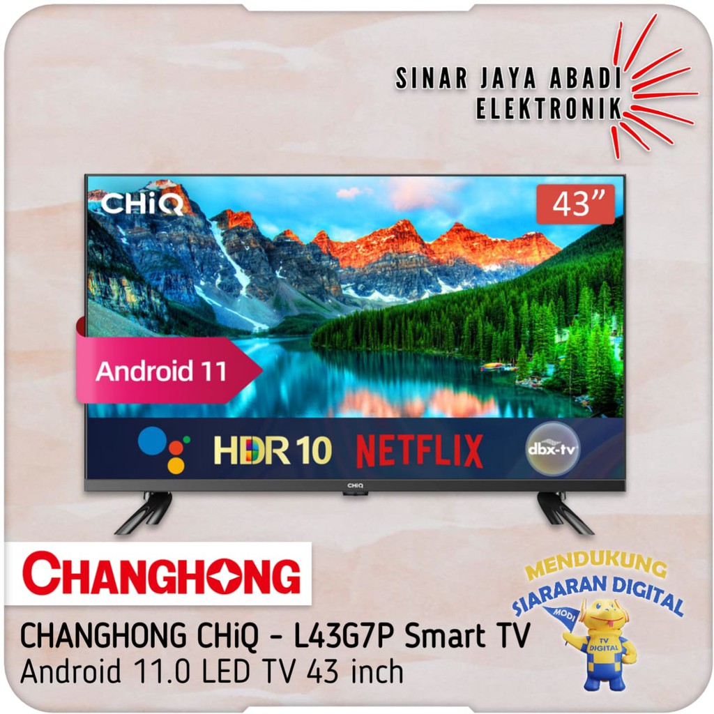 Jual Changhong CHiQ - L43G7P Smart TV Android 11.0 Frameless Led TV [43 ...