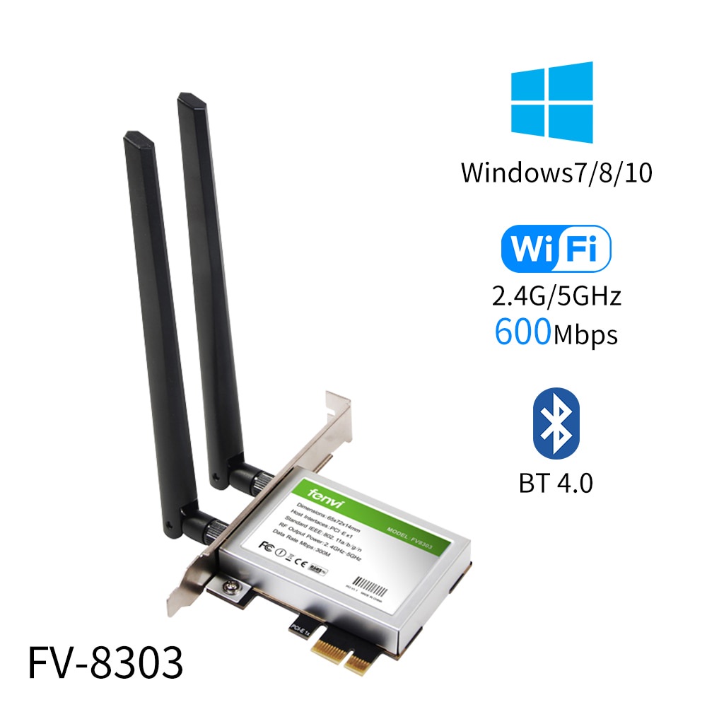 Jual PREORDER fenvi Dual band 600Mbps PCI Express WiFi Adapter BT 4.0 Desktop Network Card ...