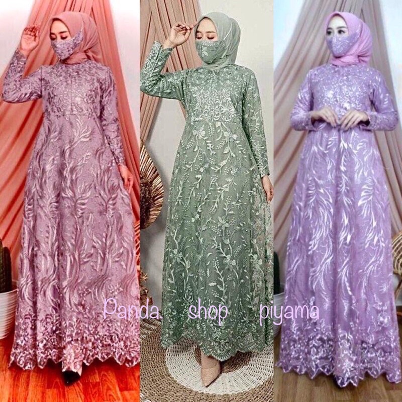 Jual GAMIS BUSUI NAMIRA/TILE FULL BRUKAT MUTIARA/SIZE S M/L/XL/XXL/3L/DRESS KONDANGAN/GAMIS ...