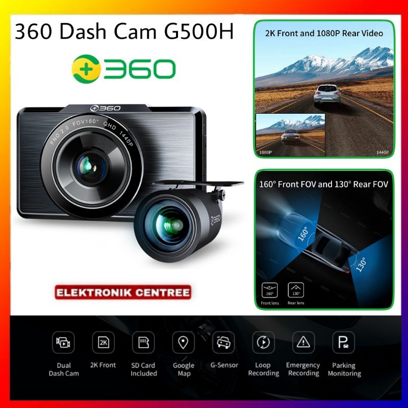 Jual 360 Das Cam G500H 2K Rear 1080P Built-in GPS And Google Maps Night ...