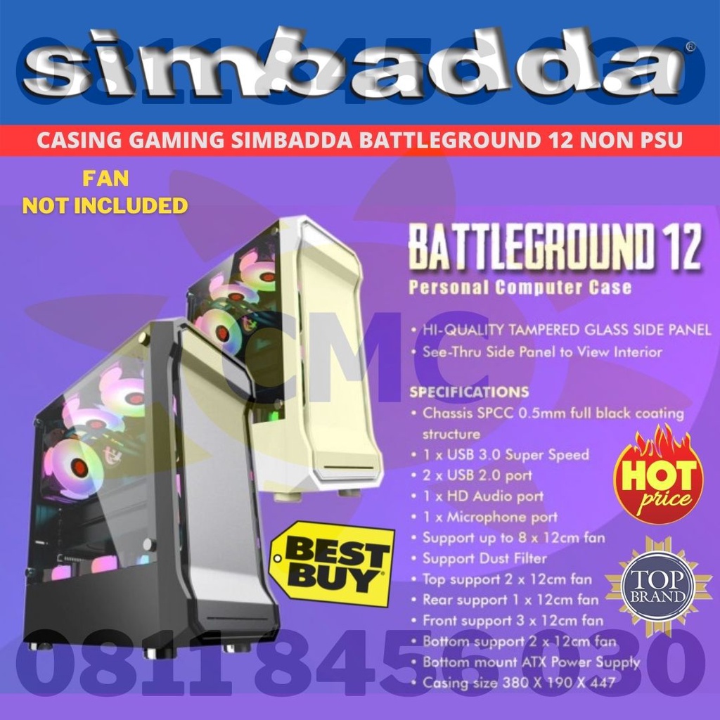 Jual Casing Simbadda BattleGround 12 Case Gaming Simbadda mATX Tempered ...