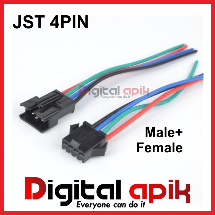 Jual JST SM 4 Pin 4P Kabel Soket Konektor Socket Male Female LED Strip DC | Shopee Indonesia