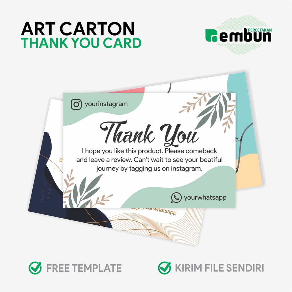 Jual Thank You Card Custom - Kartu Ucapan - Kartu Souvenir - Ucapan Terima Kasih | Shopee Indonesia
