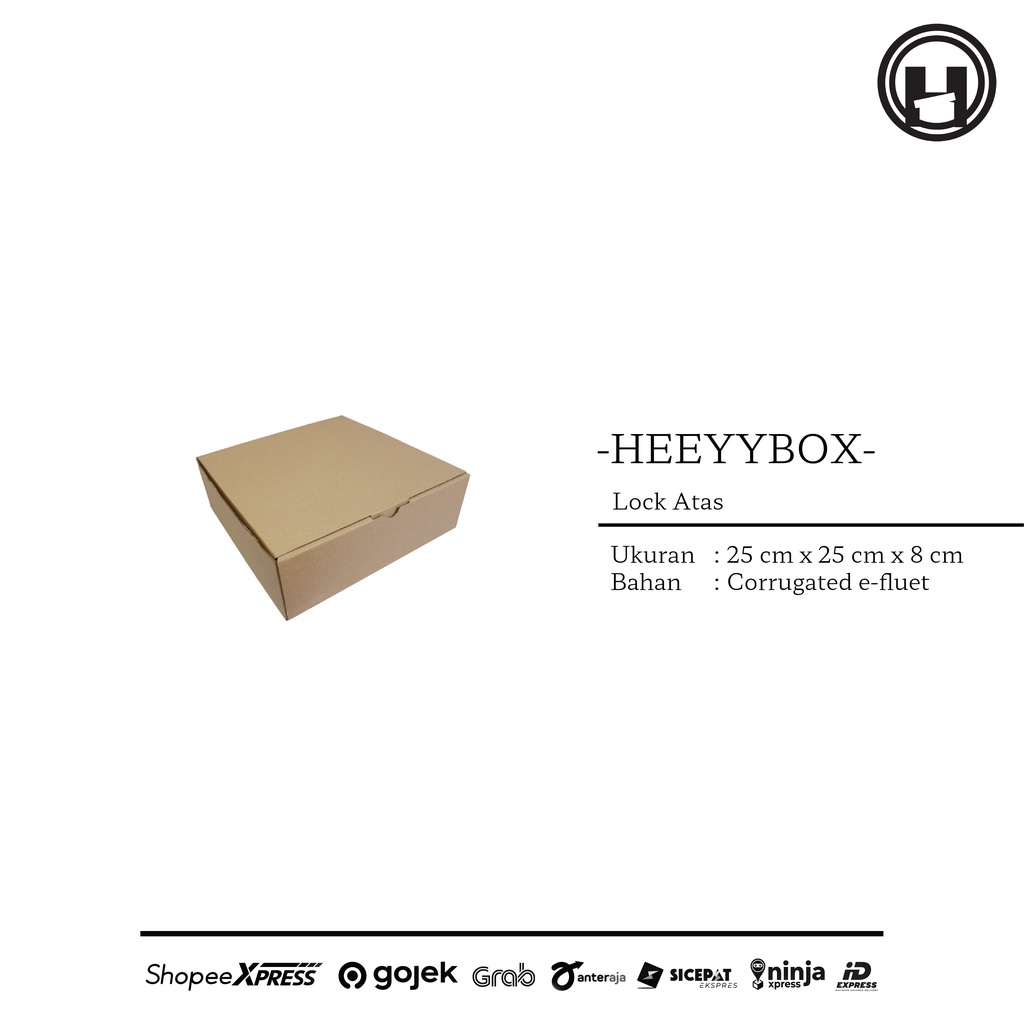Jual HEEYYBOX | 25 x 25 x 8 cm - Corrugated Box Model Lock Atas / Kotak ...