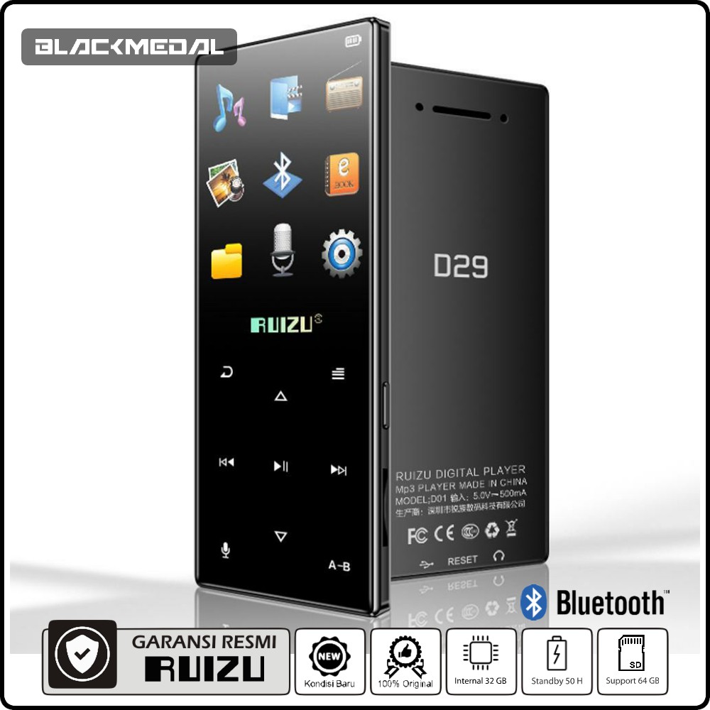 Jual Ruizu D29 New Bluetooth MP3 Player Lossless HiFi Music Player ...