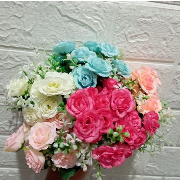 Jual Bunga Mawar Kecil Artifisial Flower 5 Tangkai 15 Bunga | Shopee ...