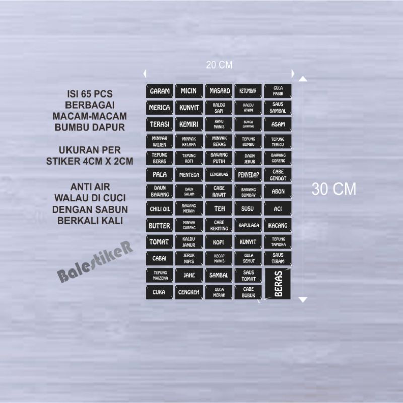 Jual Stiker Sticker Macam Macam Label Bumbu Dapur Termurah Anti Air ...