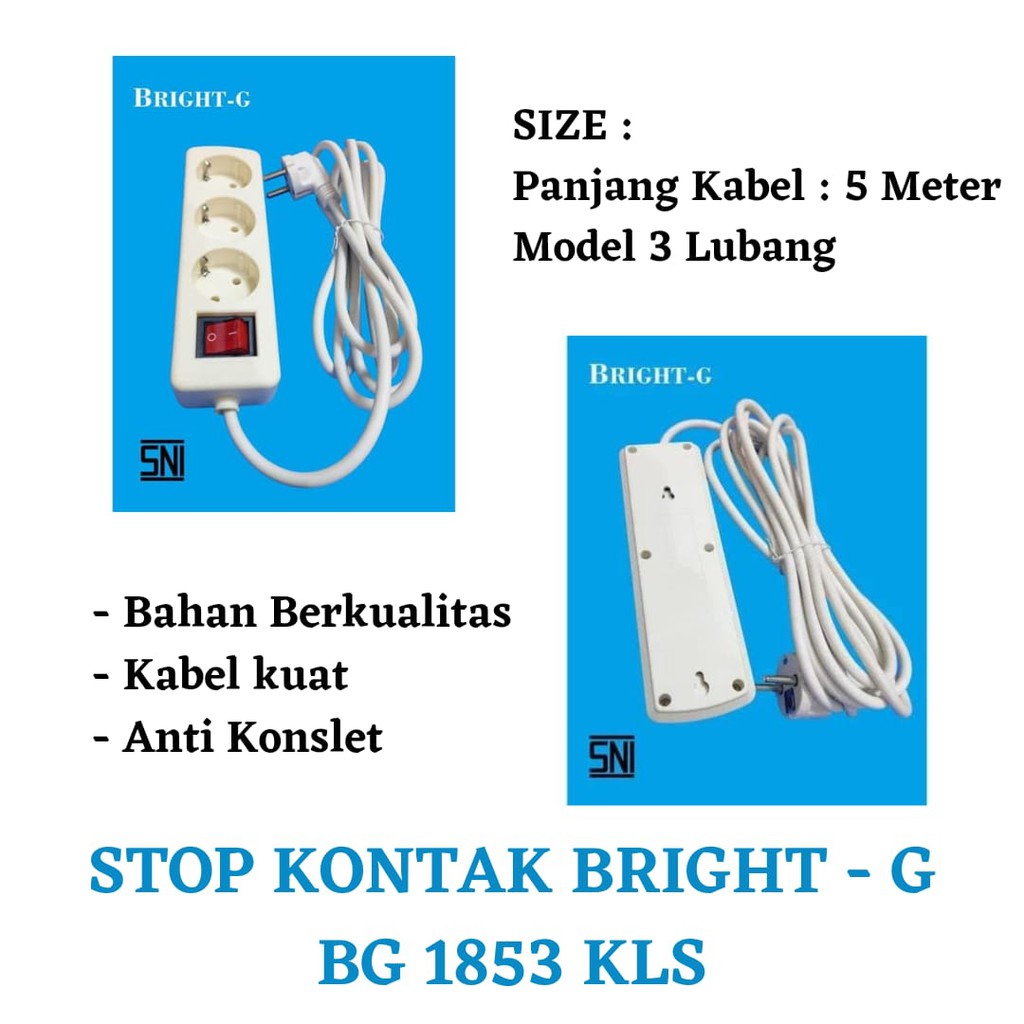 Jual STOP KONTAK KABEL 3 Lubang 1.5Meter 3Meter 5Meter Kabel tembaga ...