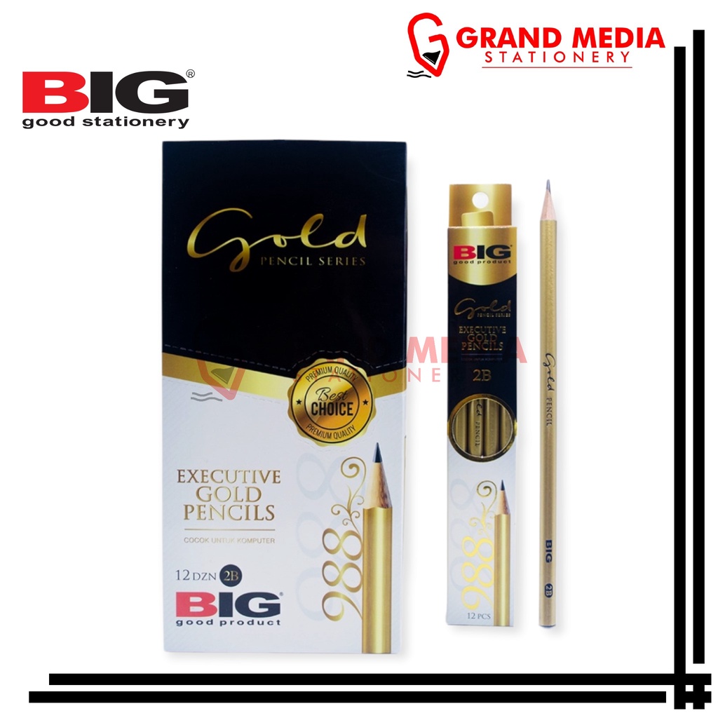 Jual [GRAND MEDIA] PENCIL / PENSIL BIG 2B PREMIUM GOLD PS-988 / 1PCS ...