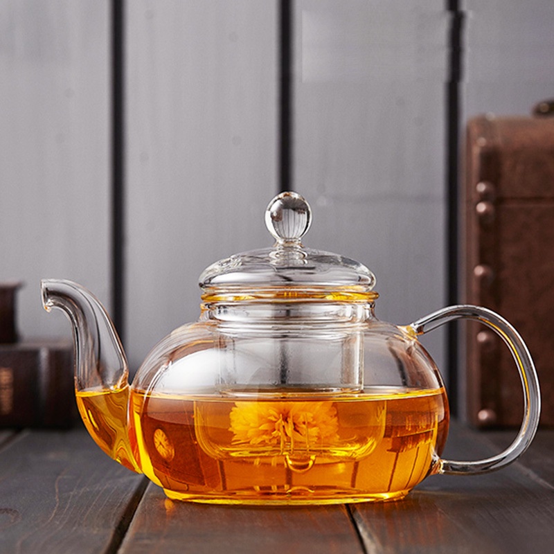 Jual flower tea teapot glass with strainer teko kaca saringan premium ...