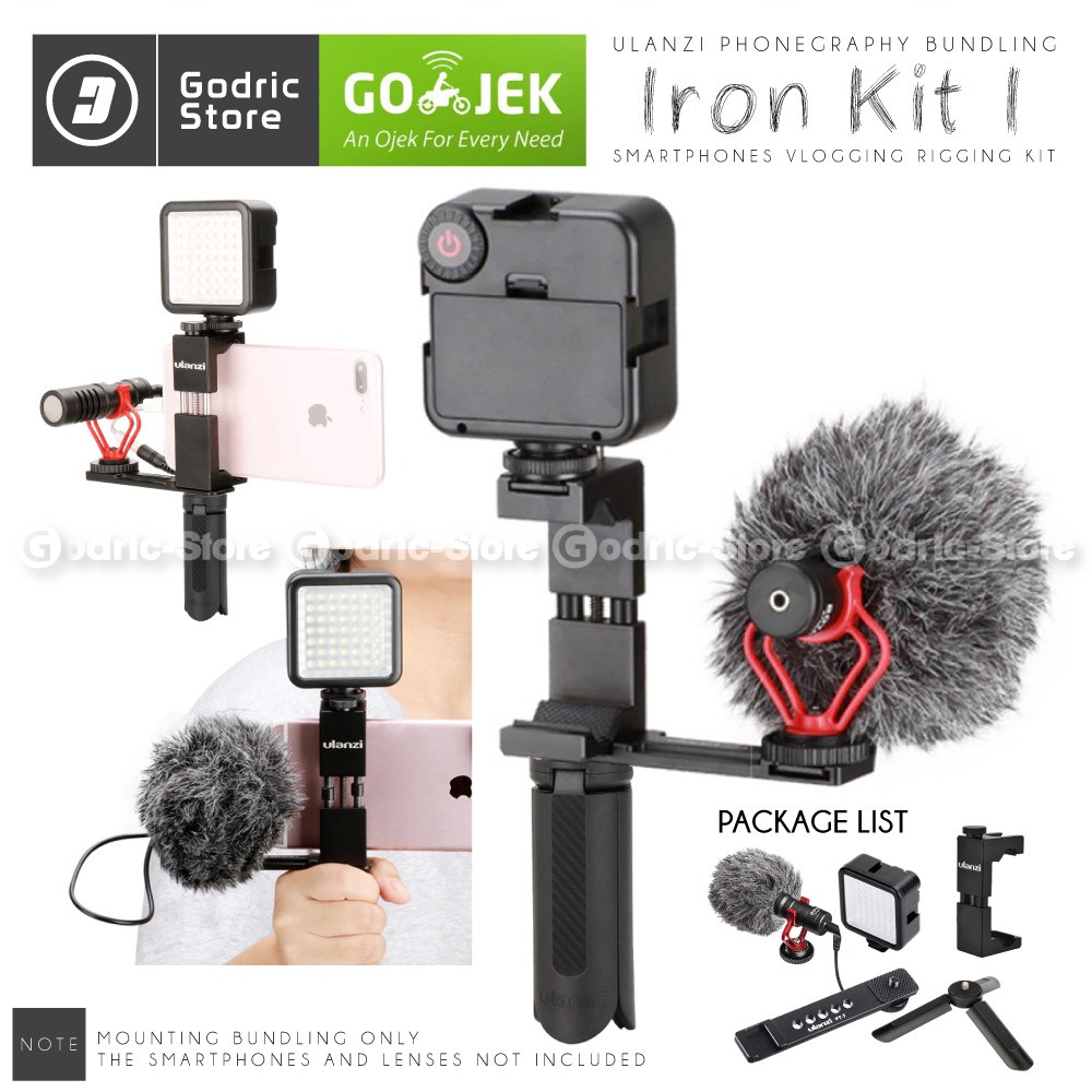 Jual Paket Vlog Ulanzi IRON KIT 1 LED Smartphone Video Vlogging , Grip Holder HP dan Mic BOYA BY ...