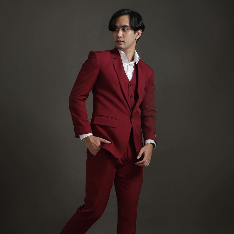 Jual Setelan Jas Celana & Rompi Pria Premium - Merah Maron - VENTE ...