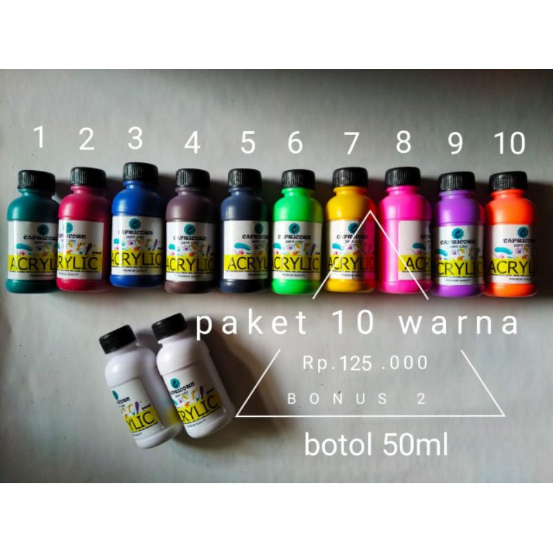 Jual Cat Acrylic/ Cat Lukis Paket/ Cat Lukis Akrilik/ Paket 12 Botol ...