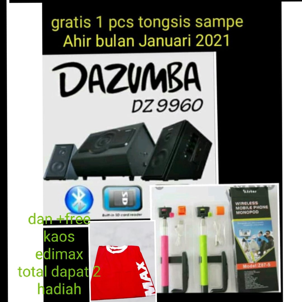 Jual speaker dazumba 9960 bluetooth free 1 pcs tongsis khusus speaker ...