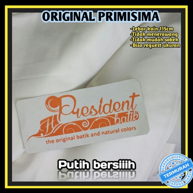 Jual Kain katun primissima / samforized putih bersih bahan baku ...