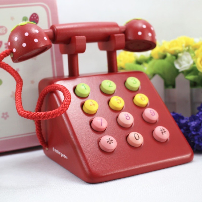 Jual Strawberry Telephone Wooden mainan edukasi handphone kayu anak ...