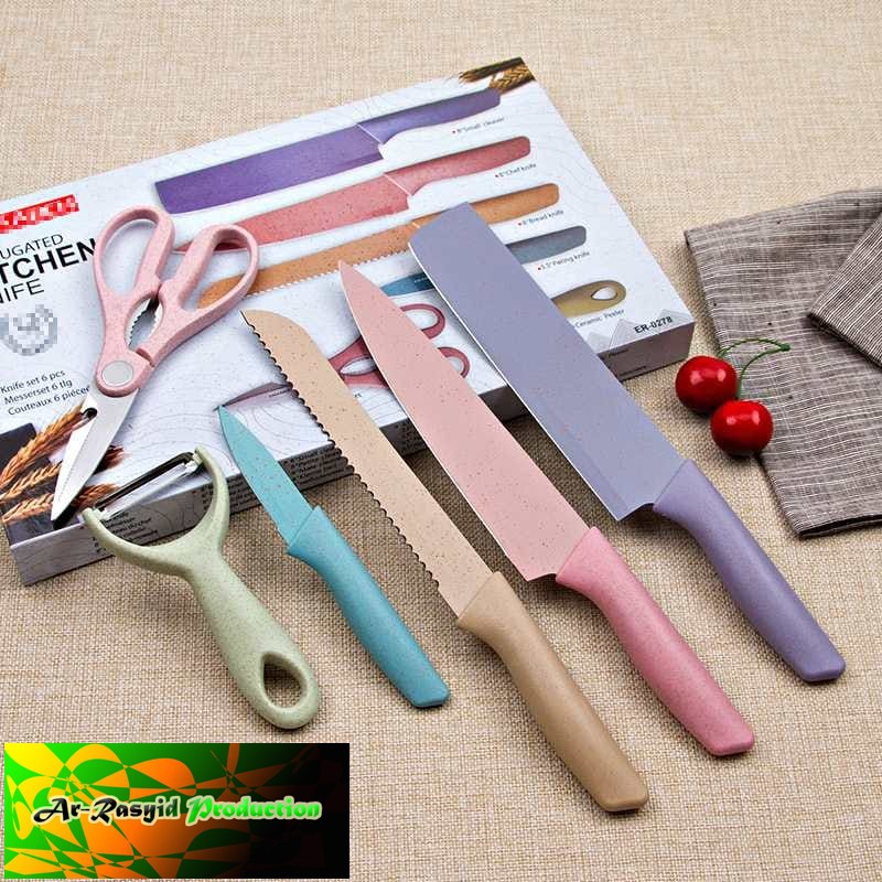Jual Pisau Dapur 6 in 1 Corrugated Kitchen Knife Set ER-0278 | Shopee ...