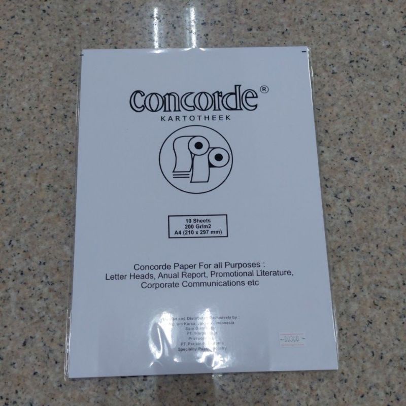 Jual Kertas Concorde A4 200Gr (10 Lembar) / Concord A4 200Gr | Shopee ...