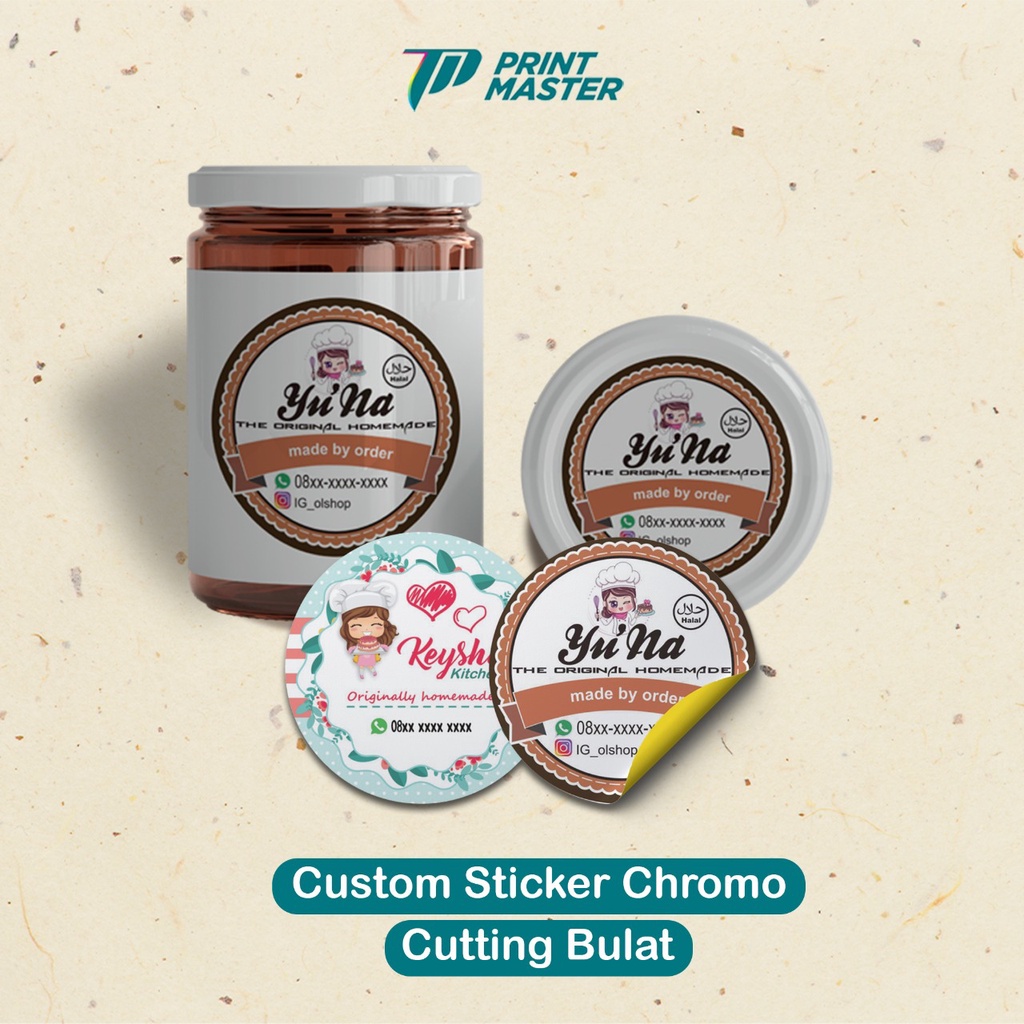 Jual Cetak Sticker Label Bulat Kemasan Makanan Produk Kemasan Chromo A3 ...