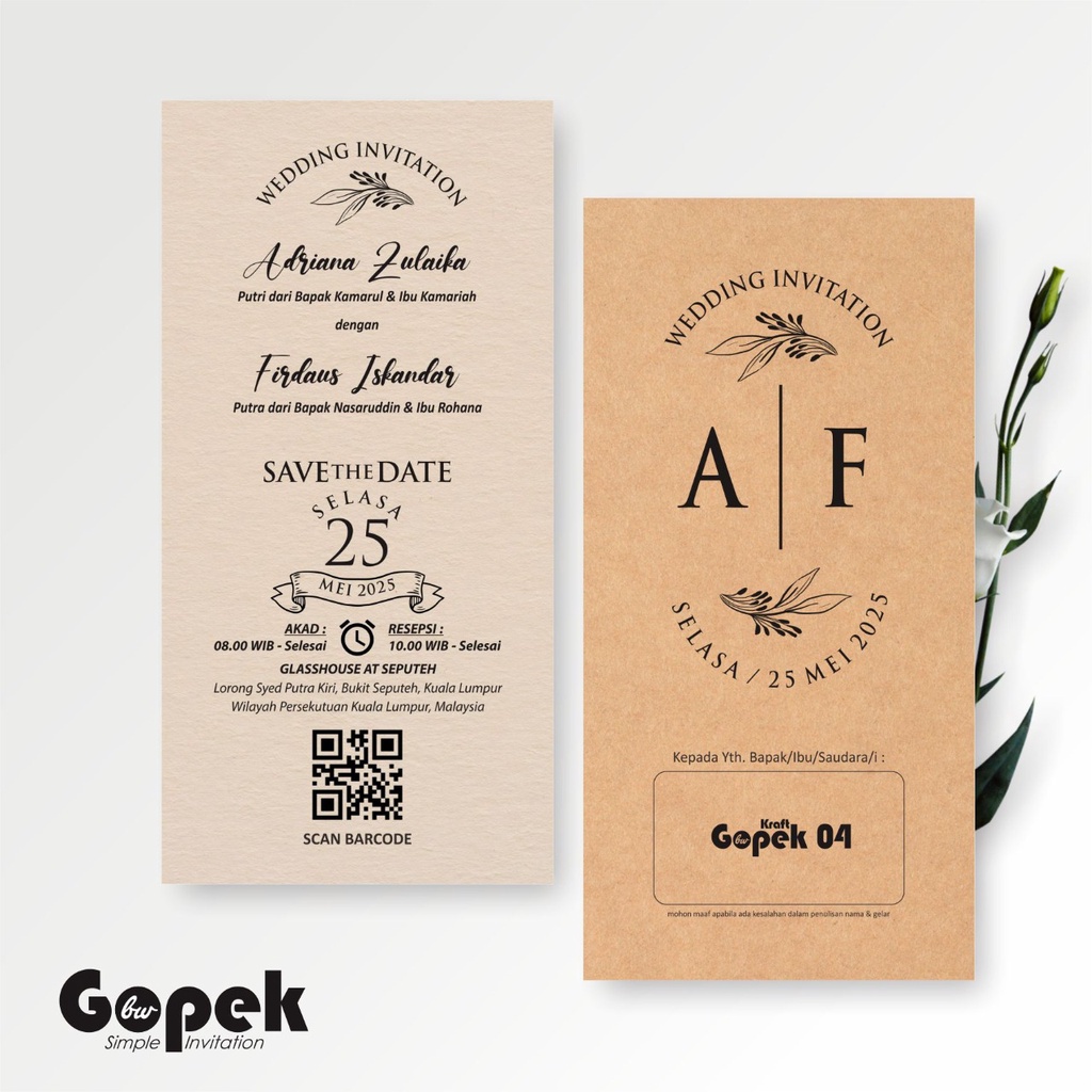 Jual UNDANGAN PERNIKAHAN GOPEK RUSTIC SIMPLE KRAFT - KRAFT INVITATION ...