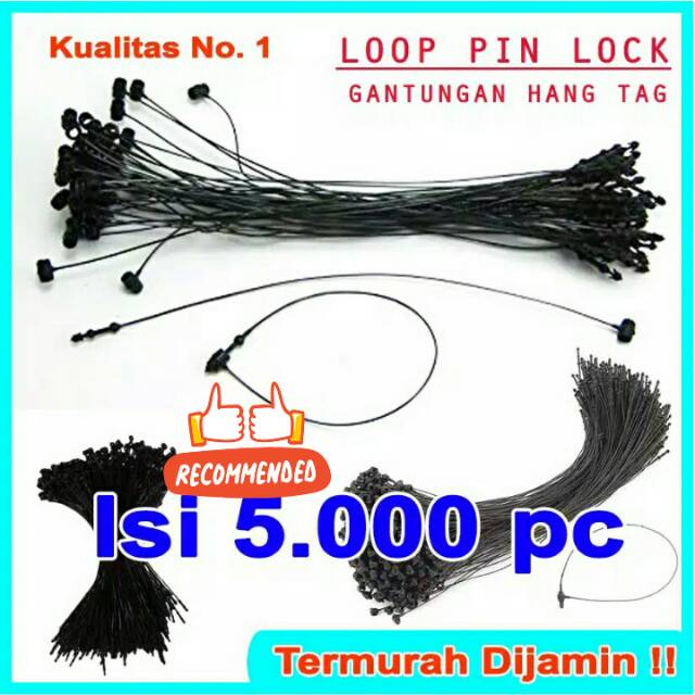 Jual COD 5000 Pcs LOOP PINS 5” INCH HITAM/PUTIH LOCK PINS TALI HANG TAG ...