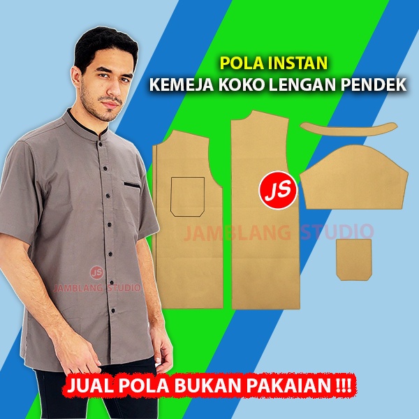 Jual Pola Instan Kemeja Koko Lengan Pendek [ Pola Baju Jamblang Studio ] | Shopee Indonesia