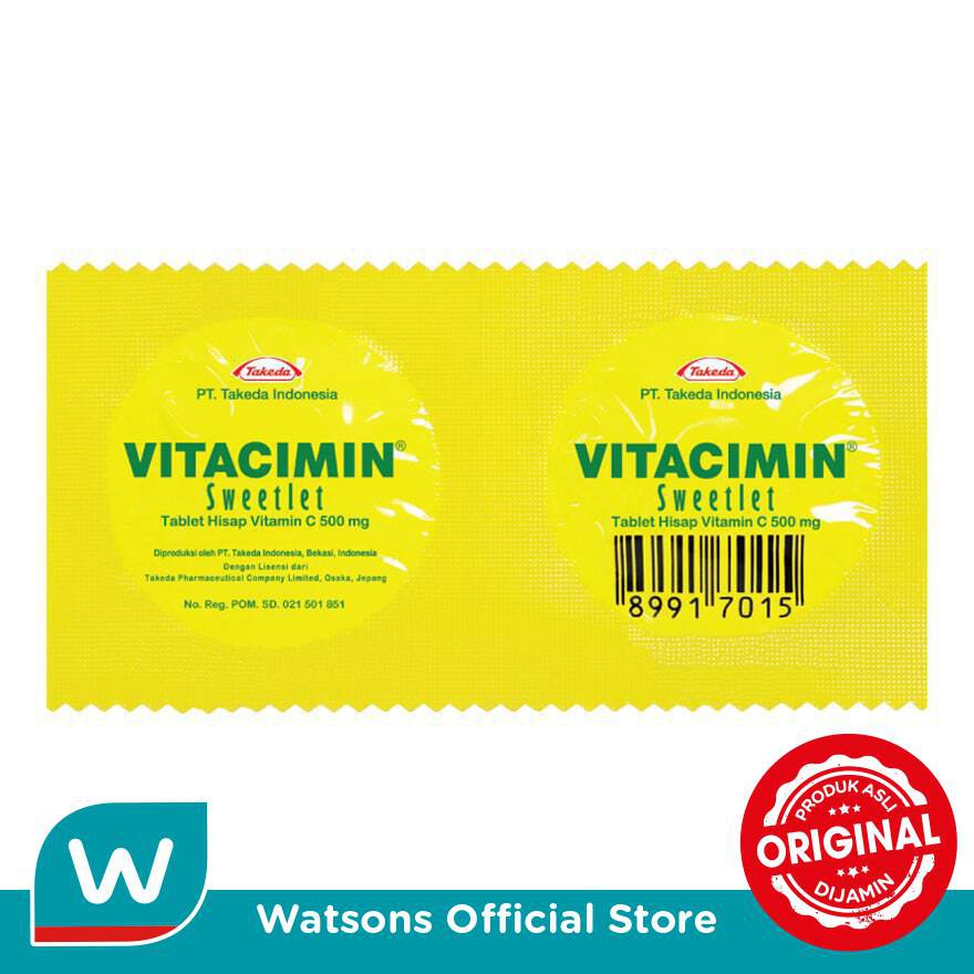 Jual Vitacimin Sweetlet Tablet Hisap Vitamin C 500mg 2s | Shopee Indonesia