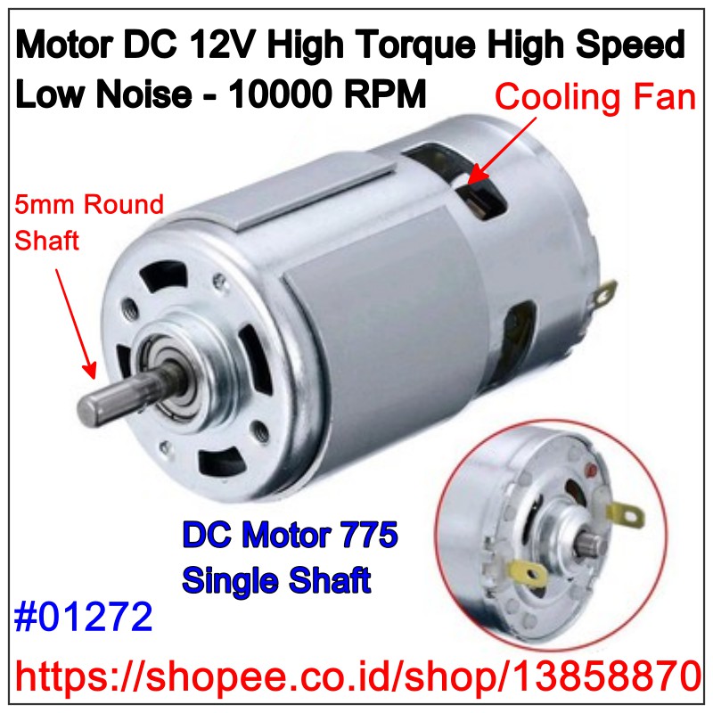 Jual Motor 775 Round Axis High Speed High Torsi Low Noise dinamo DC 775 ...