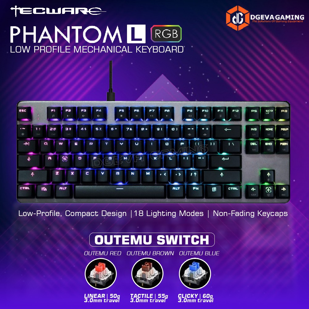 Jual Tecware Phantom L TKL RGB Low Profile Mechanical Gaming Keyboard ...