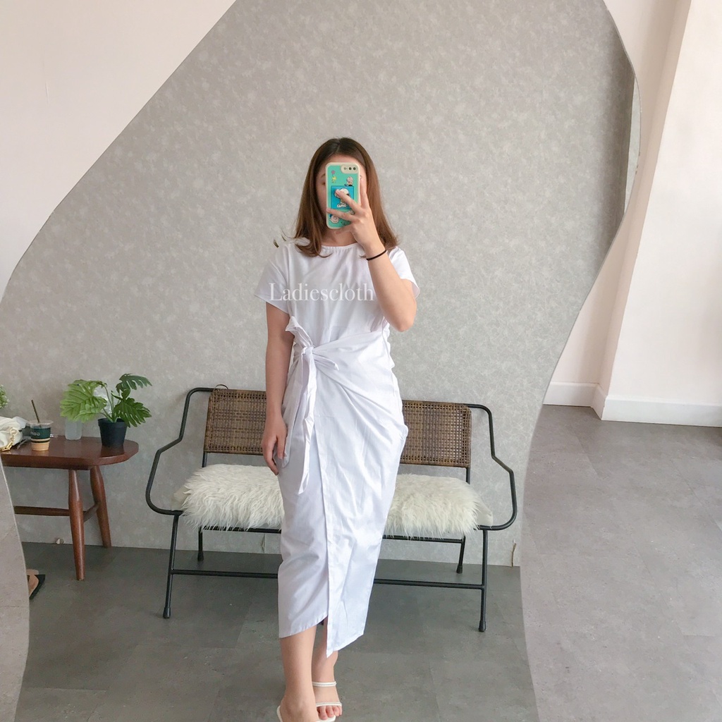 Jual Ladiescloth Casual Dress wanita Bahan katun Model rok lilit wrap ...