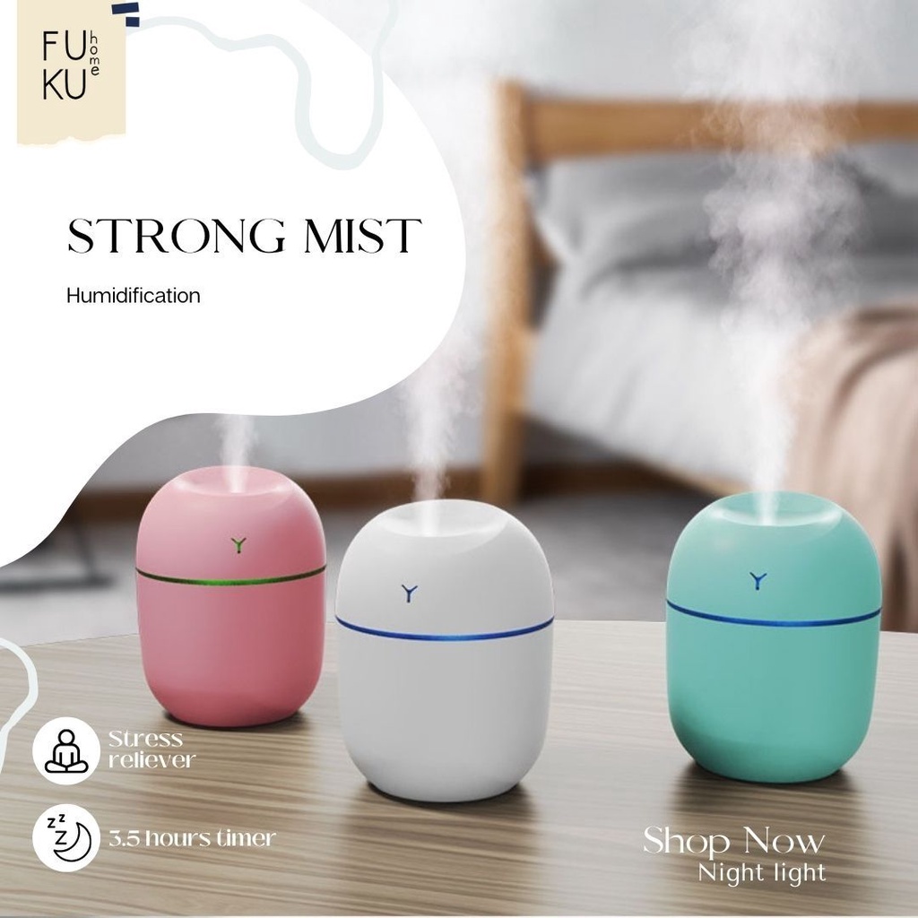 Jual Diffuser / Air Humidifier / Pelembab Udara 220ml uap banyak lampu ...