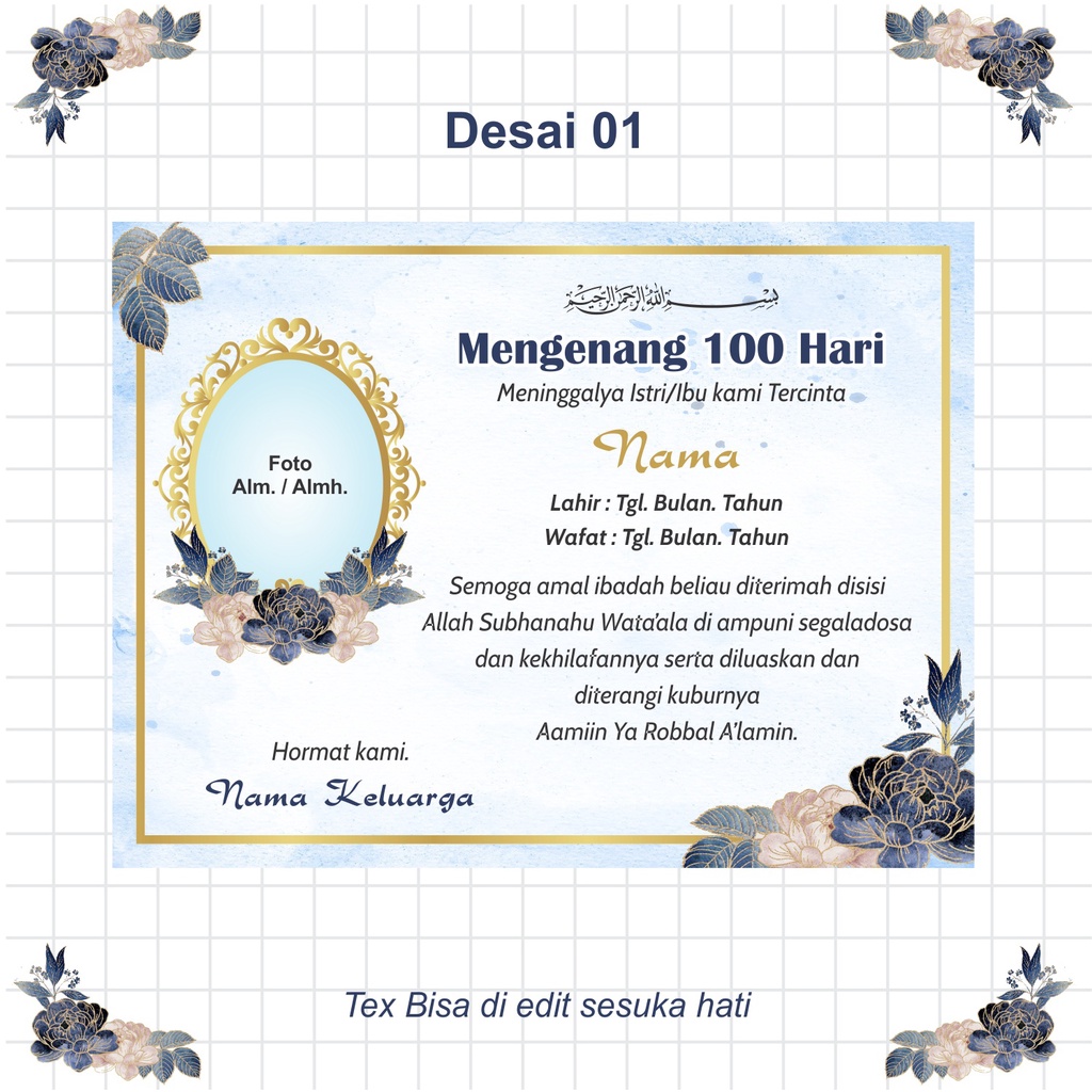 Jual Stiker/kartu tahlilan untuk mengenang 40/100/1000 hari orang meninggal, souvenir orang ...