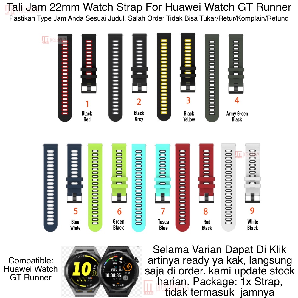 Jual DTU 22mm Dual Tone Strap Huawei Watch GT Runner - Tali Jam Tangan ...