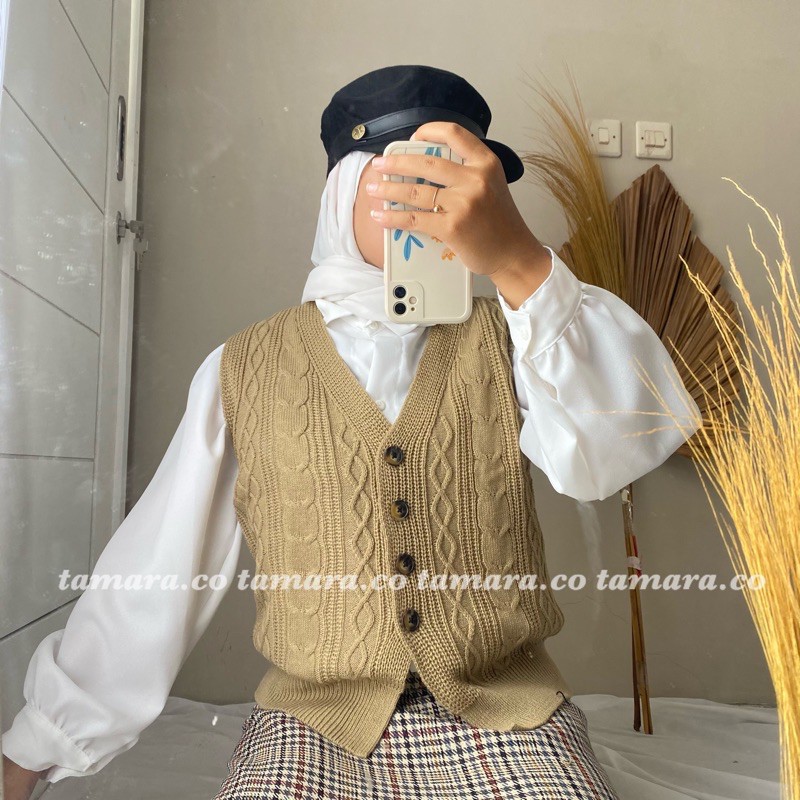 Jual Vest Rajut Rompi Kancing Copi | Rompi Kancing | Shopee Indonesia