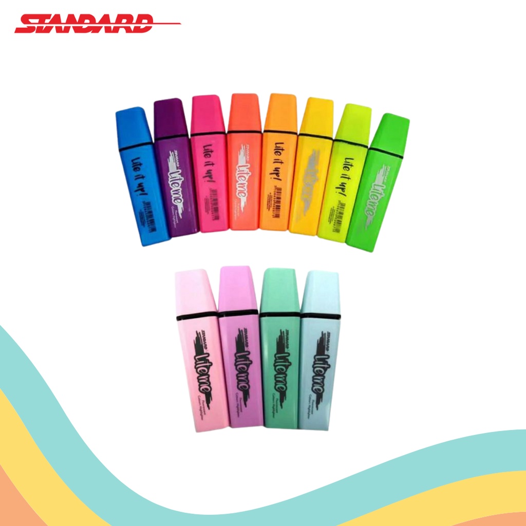 Jual HIGHLIGHTER STANDARD LITE ME SQUARE 12 WARNA (1 SET) | Shopee ...